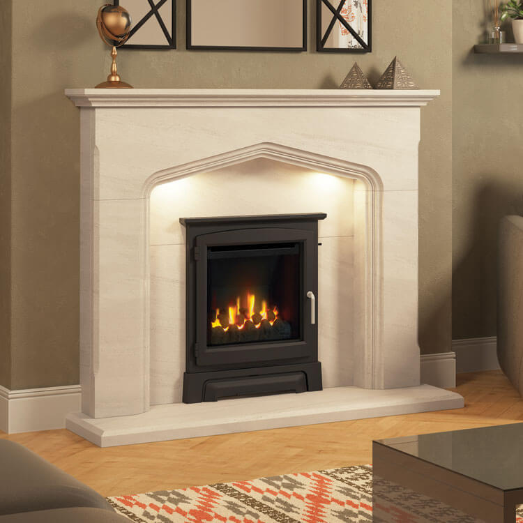 Elgin & Hall Colwyn Limestone Fireplace with Indigo Gas | W&H Supplies